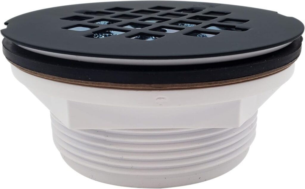 2″ No-Caulk PVC Compression Shower Drain with 4-1/4″ Round Grid Cover ...
